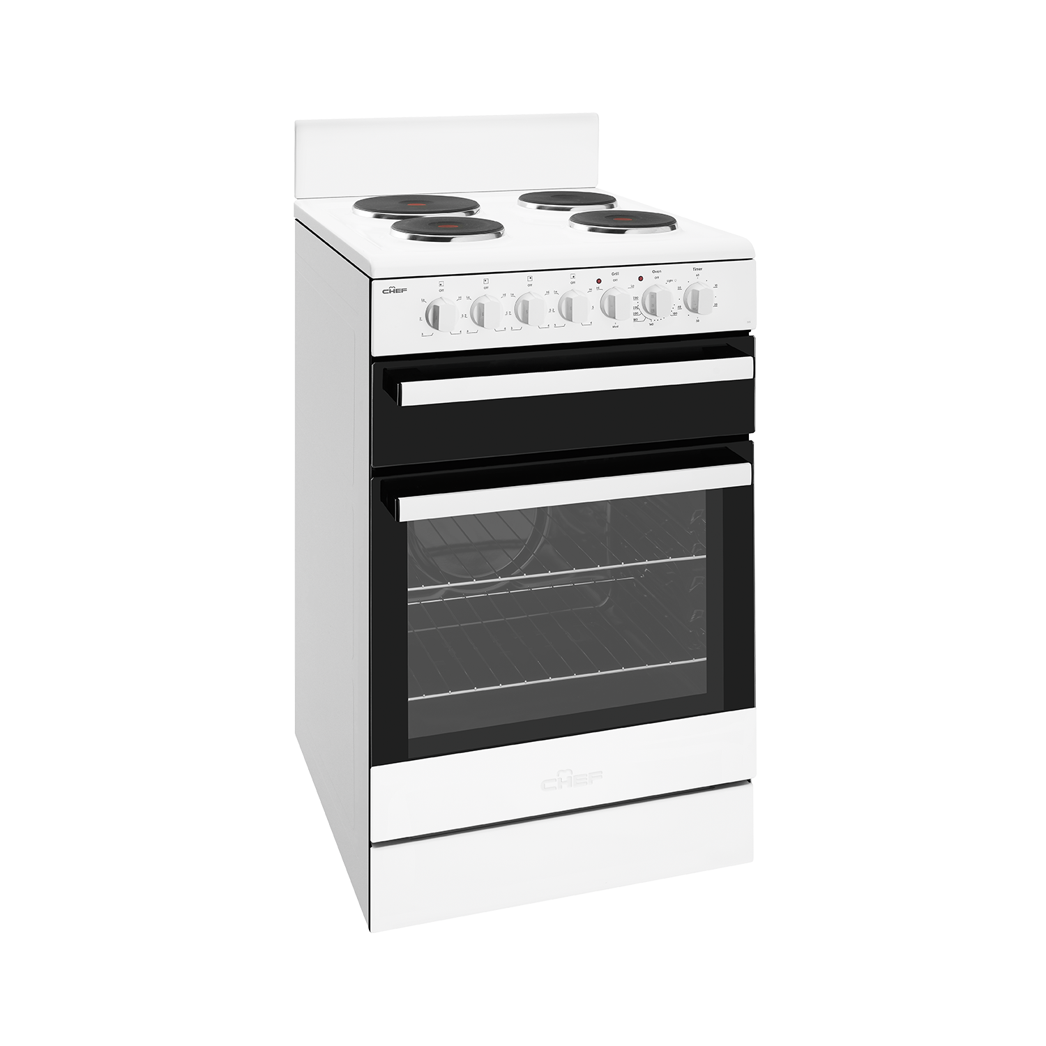 54cm white freestanding oven with electric cooktop - CFE535WB
