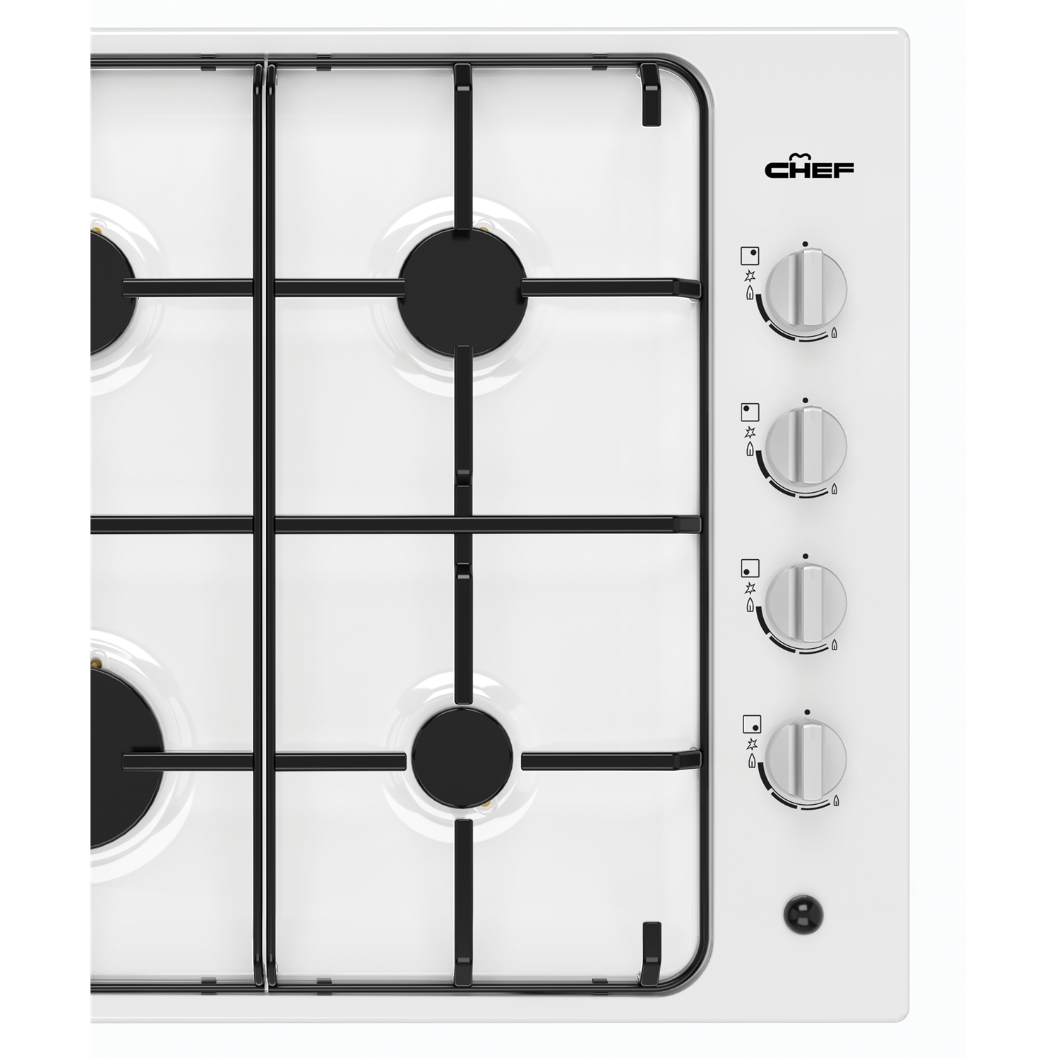 60cm 4 burner gas cooktop, white - CHG642WC | Chef Australia