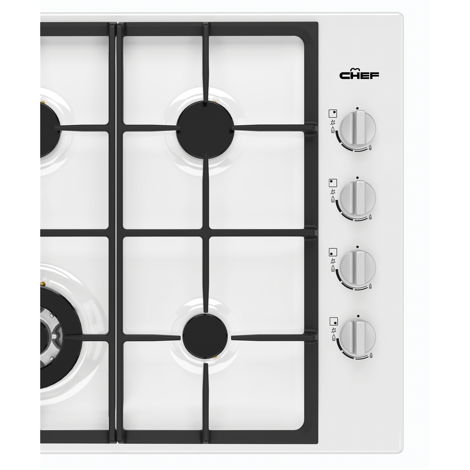 60cm 4 burner gas cooktop, white - CHG644WC | Chef Australia