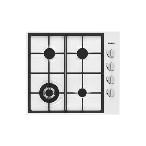 60cm 4 burner gas cooktop, white - CHG644WC | Chef Australia
