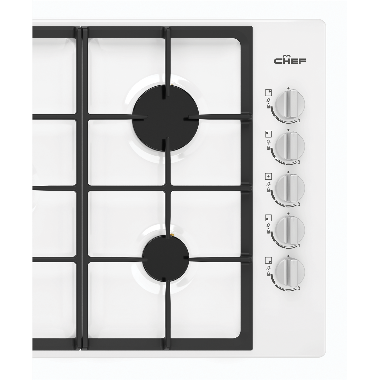 90cm 5 burner gas cooktop, white - CHG954WC | Chef Australia