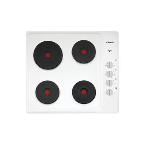 60cm 4 zone electric solid cooktop, white - CHS642WB