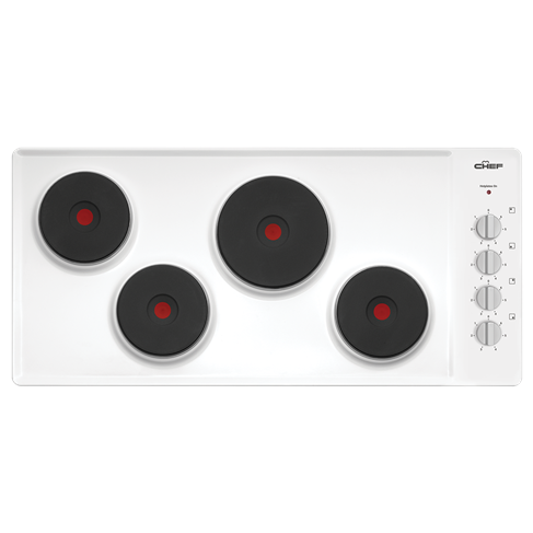 90cm 4 zone electric solid cooktop, white - CHS942WB