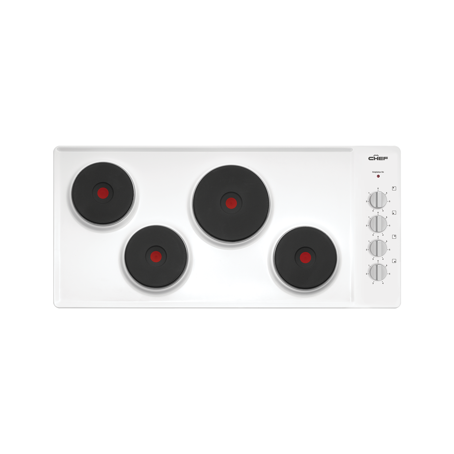 90cm 4 zone electric solid cooktop, white - CHS942WB
