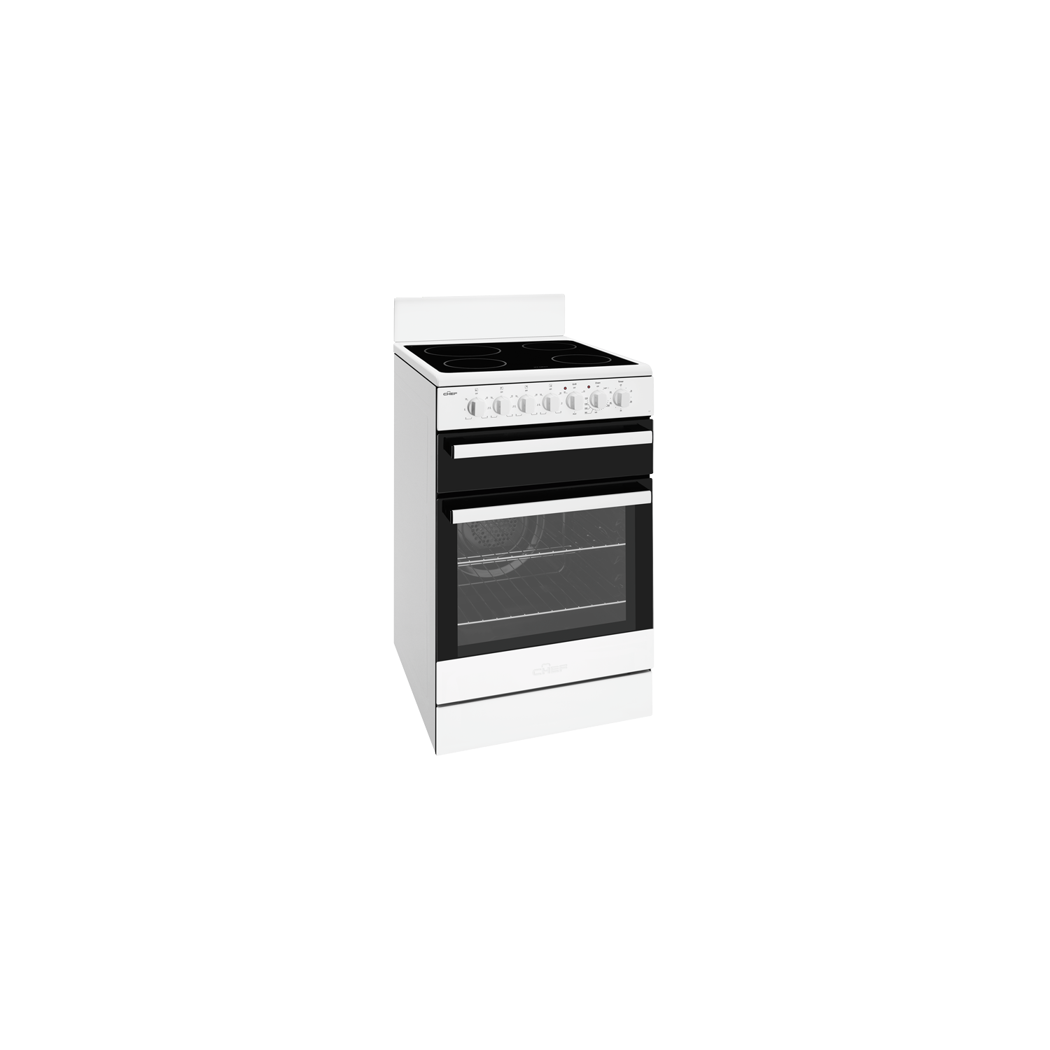 54cm white freestanding oven with electric cooktop - CFE547WBB