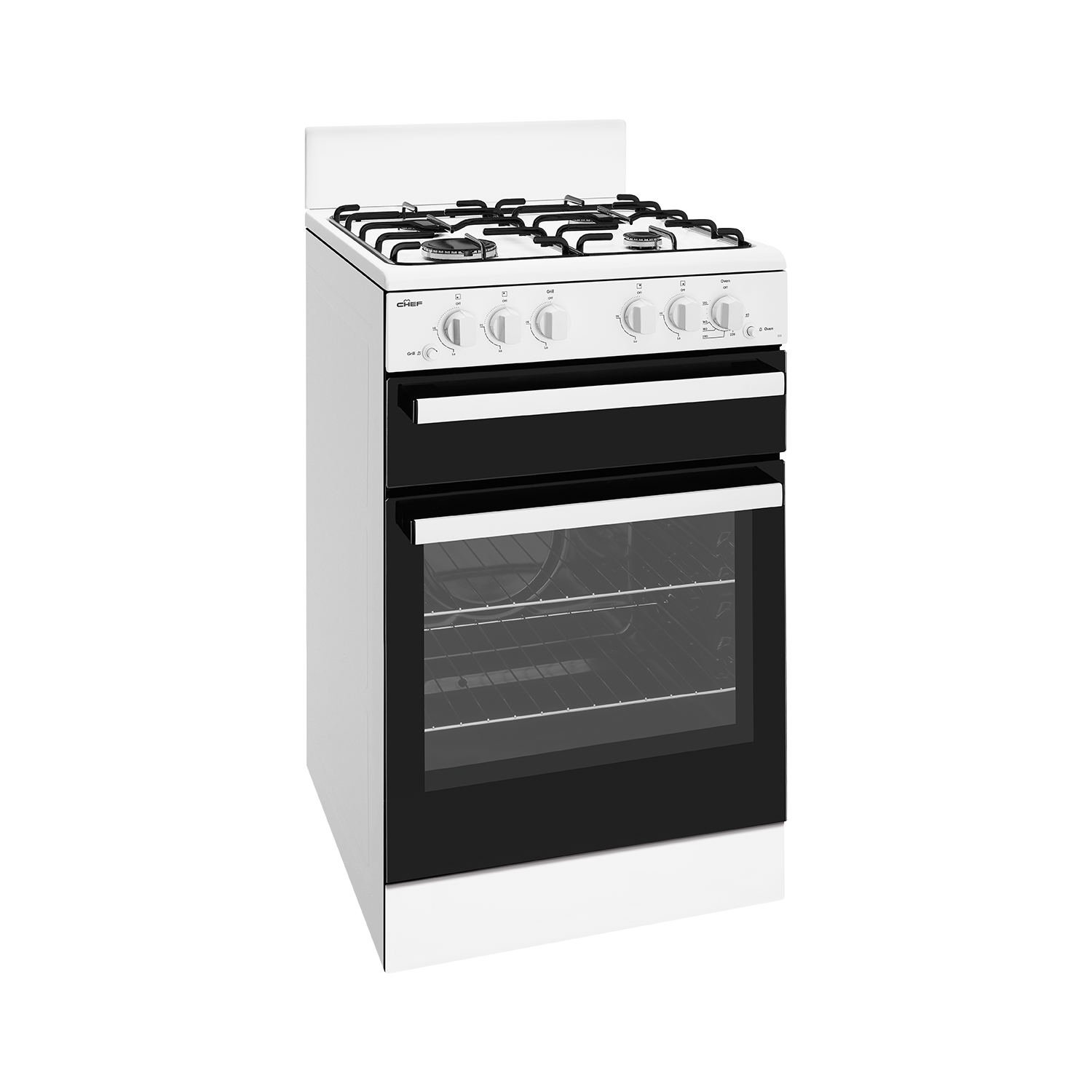 54cm white freestanding cooker - CFG501WCH | Chef Australia