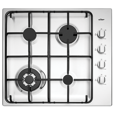 60cm 4 burner stainless cooktop - CHG606SB | Chef Australia